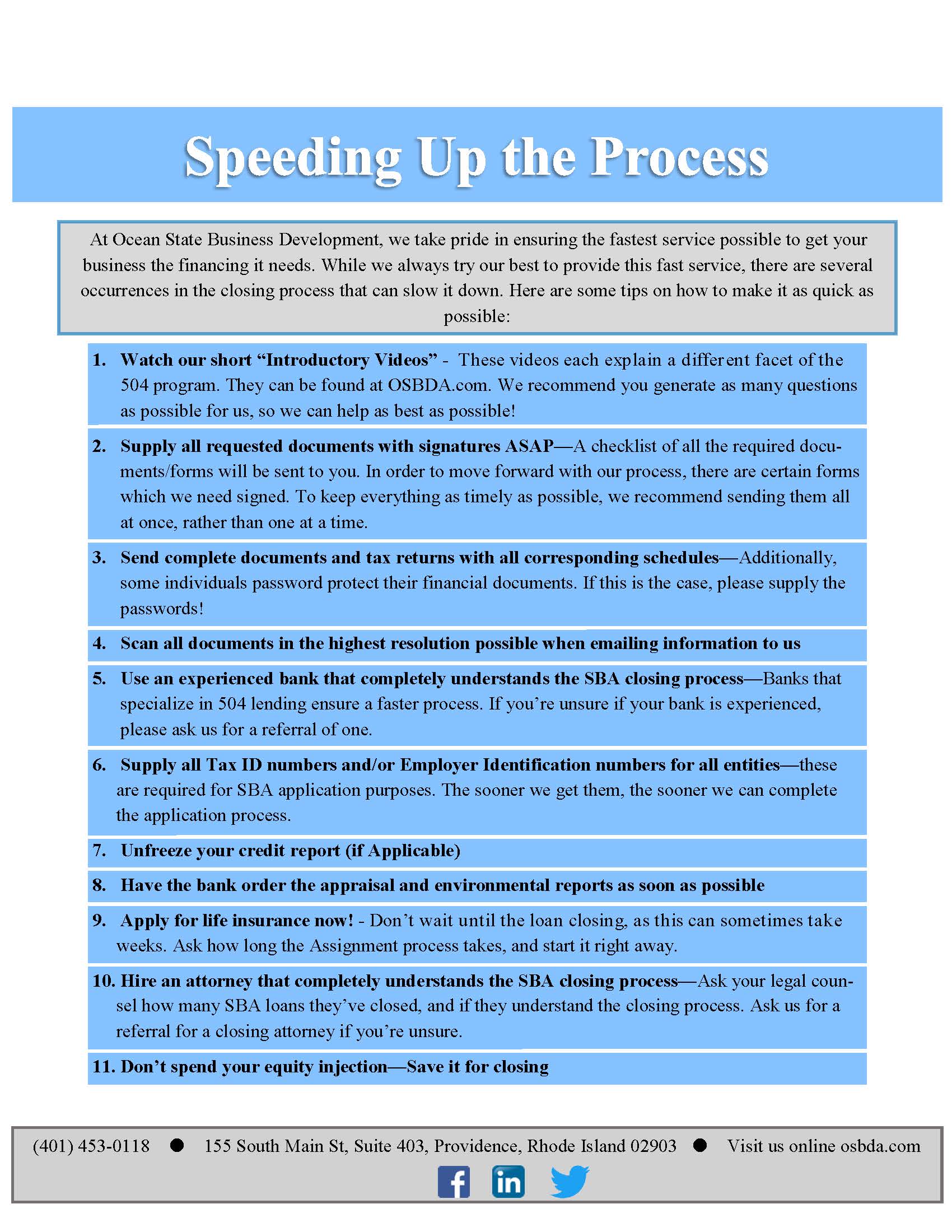 SBA 504 Program – Ocean State Business Development Authority